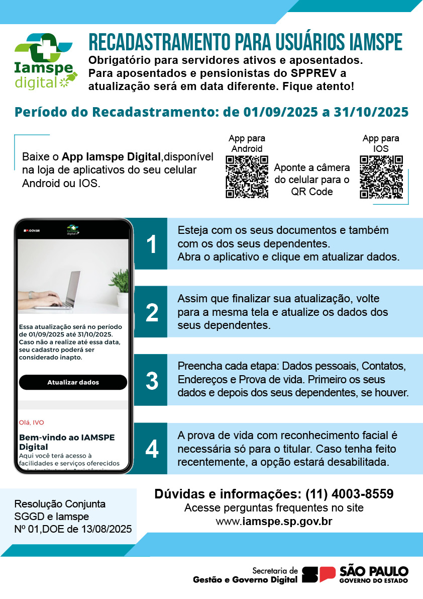 RECADASTRAMENTO IAMSPE 2025 - Saiba mais sobre o Crédito e Empréstimo Consignado - CrediPaulista ...